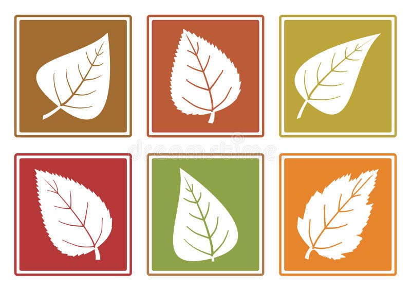 Colored Set of Different Leaf Icons. Vector Illustration Stock ...