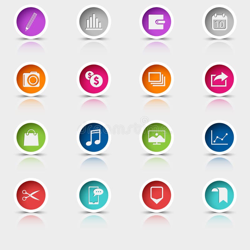 Colored Set Round Web Buttons Icons Element Stock Vector - Illustration ...