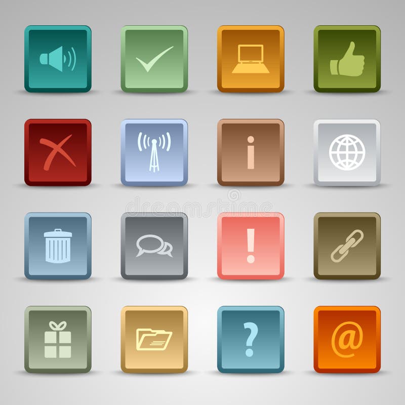 Colored Set Square Web Buttons Template Stock Vector - Illustration of ...