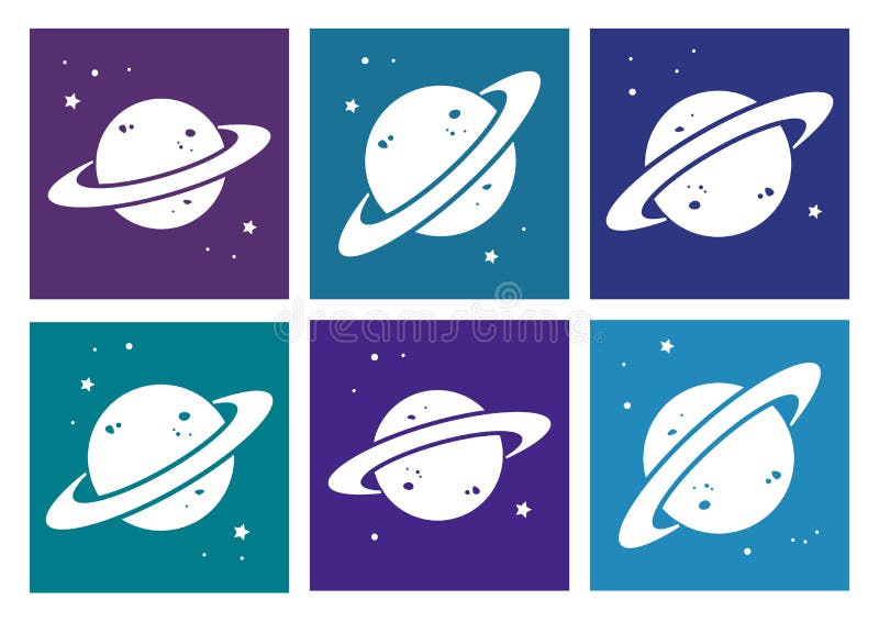 Set of White Planet Icon. Vector Illustration Stock Illustration ...