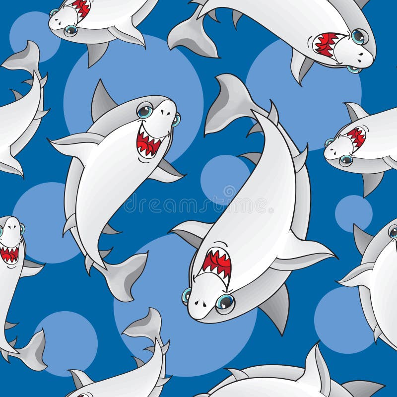 Colored Sharks in Retro Style, Seamless Pattern Stock Vector ...