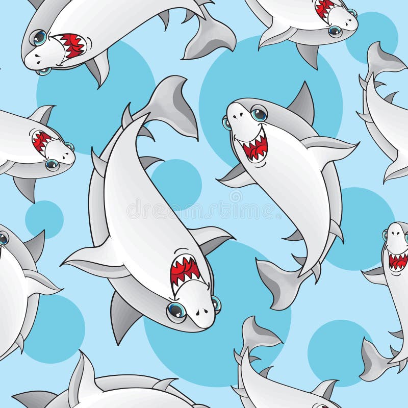 Colored Sharks in Retro Style, Seamless Pattern Stock Vector ...