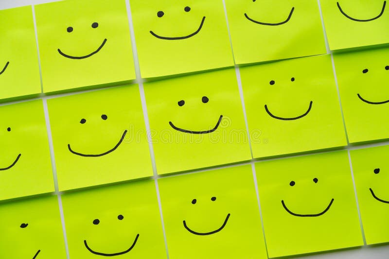 Sheets of Paper with Smiley Faces Drawn on Them. Stock Photo - Image of ...