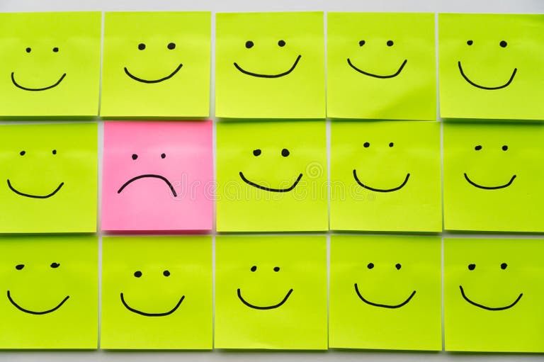 Sheets of Paper with Smiley Faces Drawn on Them. Stock Image - Image of ...