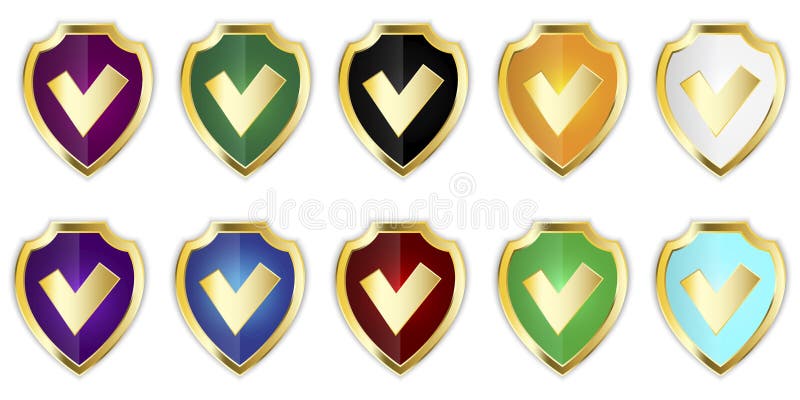Colored Shields with Check Marks. Colored Shields. Protection Icon ...