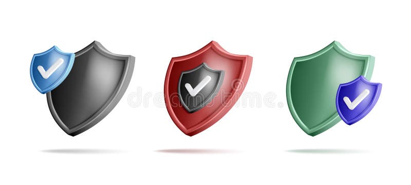 Colored Shields Icons Collection. 3d Vector Isolated Shield Digital ...