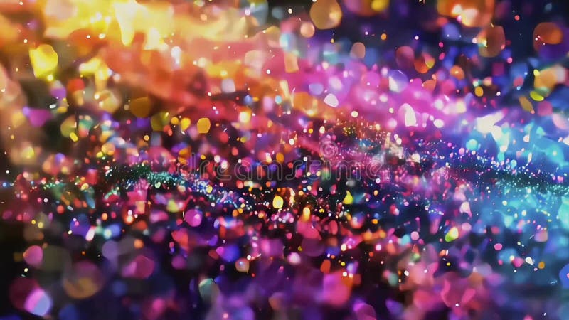 Colored Shiny Particles Flying in Loop of Light Rays, Abstract Creative ...