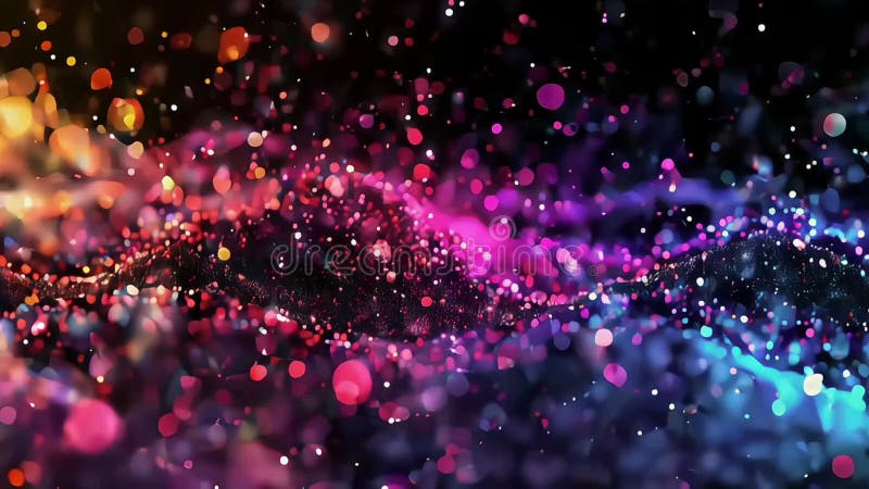 Colored Shiny Particles Flying in Loop of Light Rays, Abstract Creative ...
