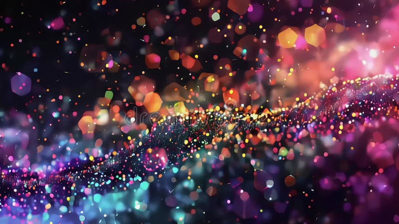 Colored Shiny Particles Flying in Loop of Light Rays, Abstract Creative ...