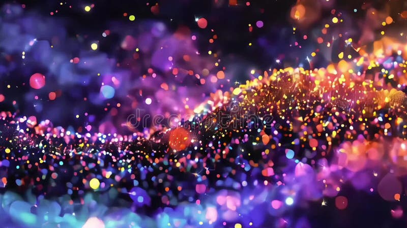 Colored Shiny Particles Flying in Loop of Light Rays, Abstract Creative ...