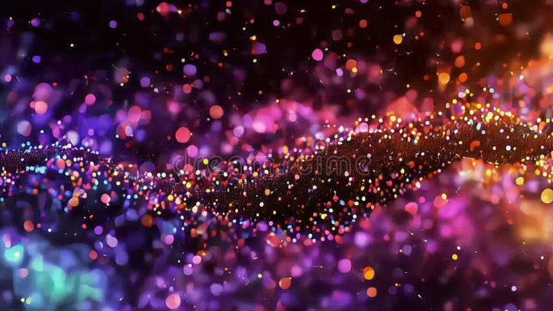 Colored Shiny Particles Flying in Loop of Light Rays, Abstract Creative ...