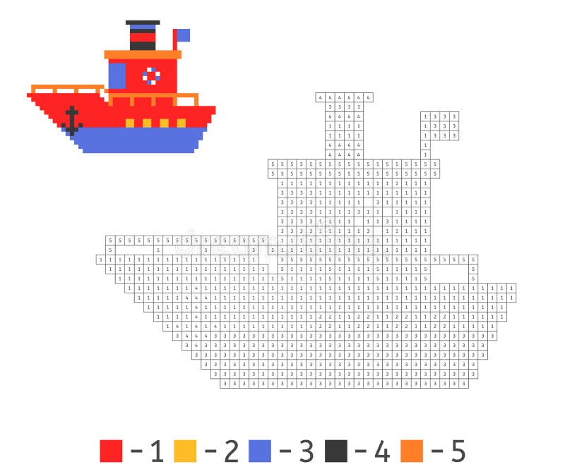 Colored ship in pixel art stock illustration. Illustration of anchor ...