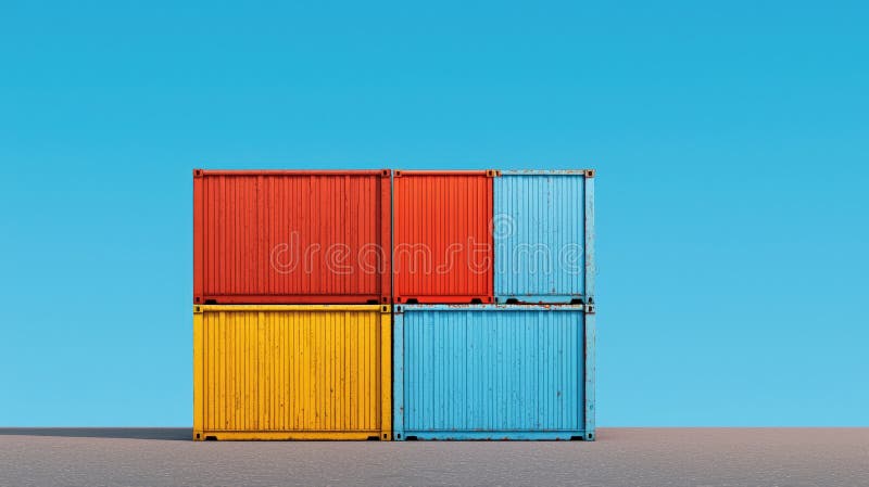 Colored Shipping Containers on Clear Background Stock Illustration ...