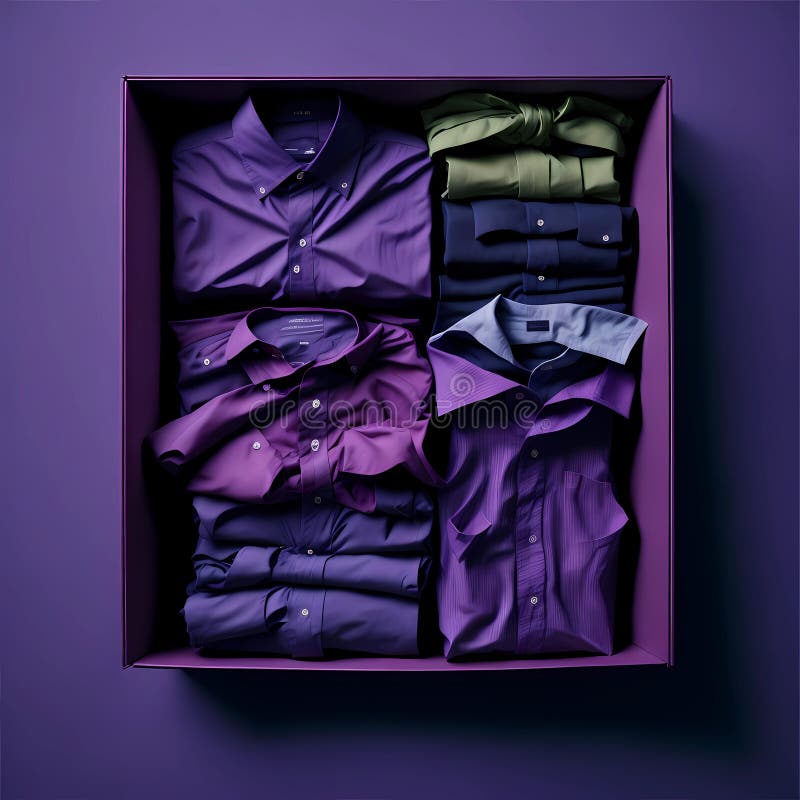 Colored Shirt Stacked Inside a Box Stock Illustration - Illustration of ...
