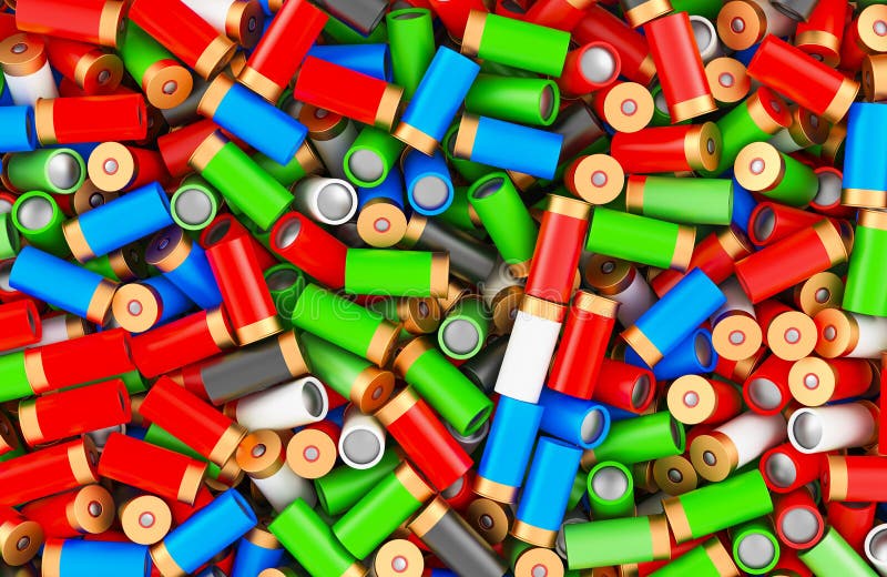 Colored Shotgun Shells Background, Wallpaper. 3D Rendering Stock ...