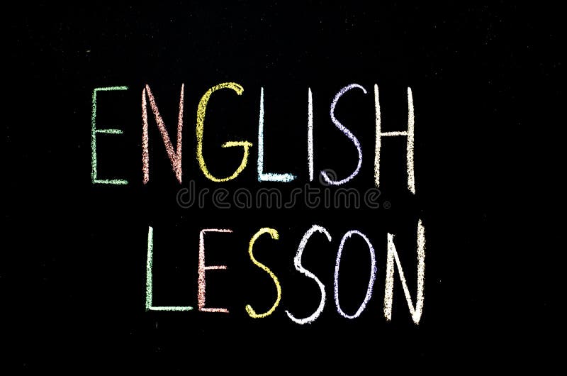 Colored Sign English Lesson on Blackboard. Stock Image - Image of ...