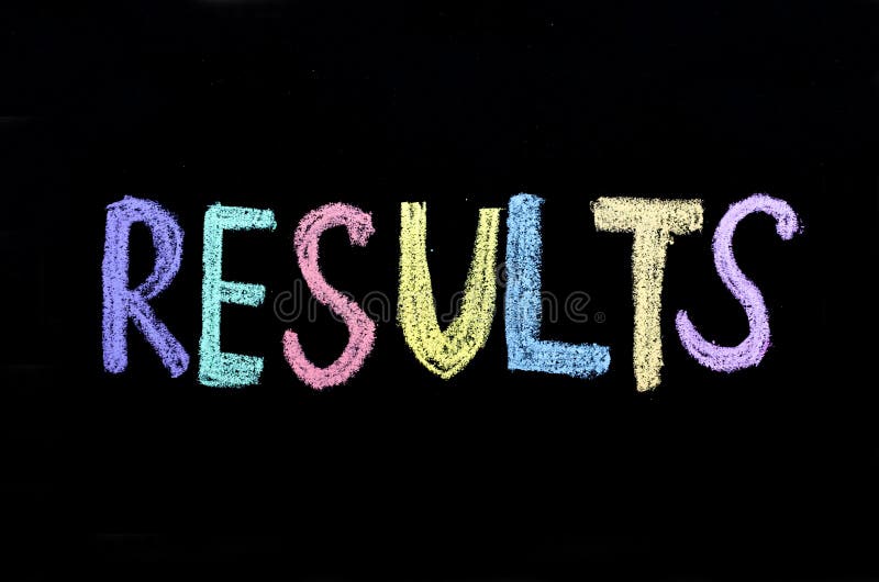 Colored Sign Results on Chalkboard Stock Photo - Image of background ...
