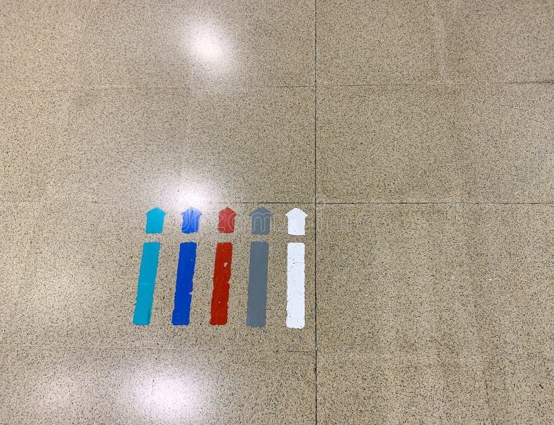 Colored Signs in the Form of Arrows Painted on the Ground Stock Image ...