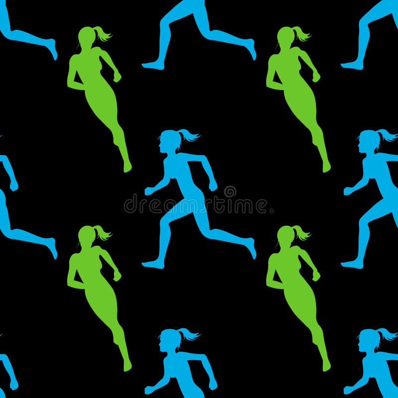 Colored Silhouette of a Running Gir. Run, Sport, Active People ...