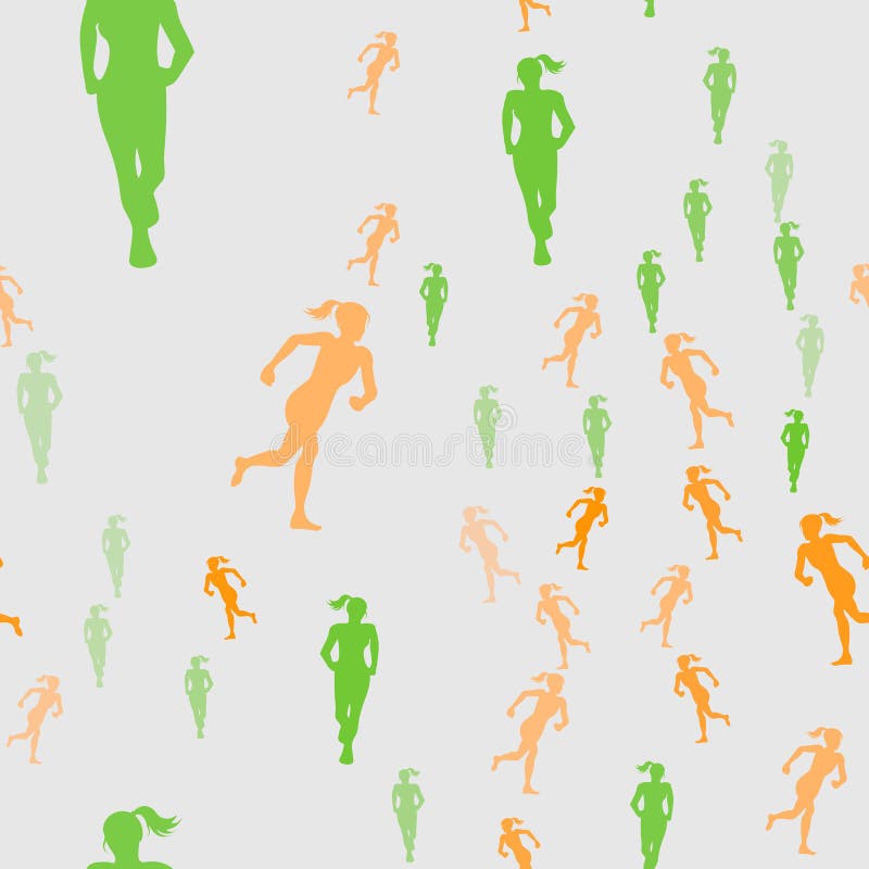 Colored Silhouette of a Running Gir. Run, Sport, Active People ...