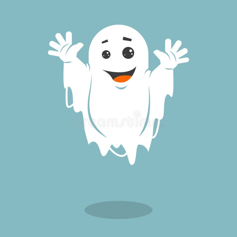 Simple Flat Art Vector Illustration of a Smiling Ghost Stock ...