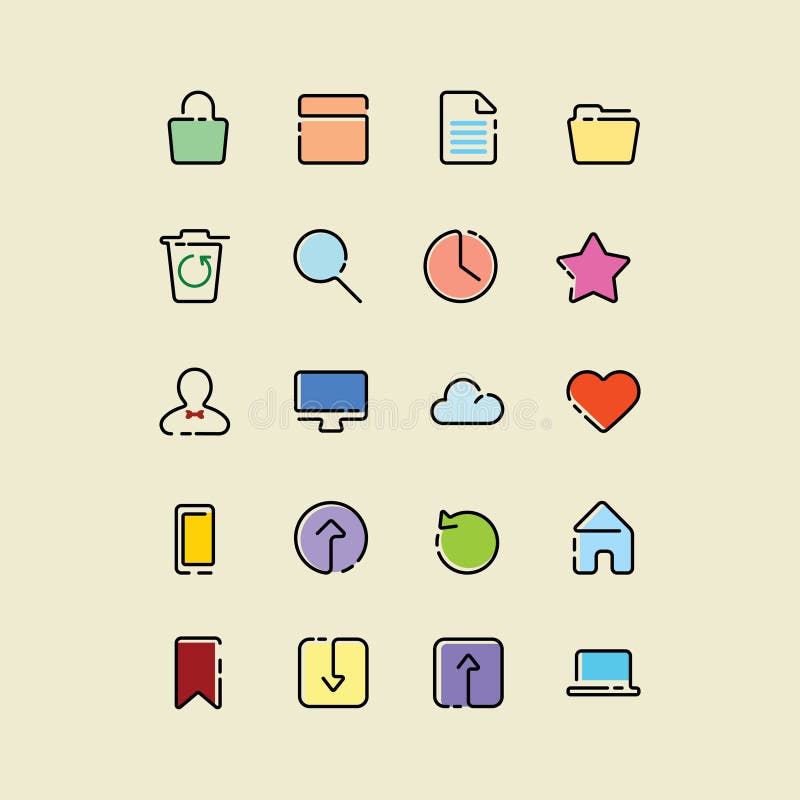 Colored Single line icons stock illustration. Illustration of form ...