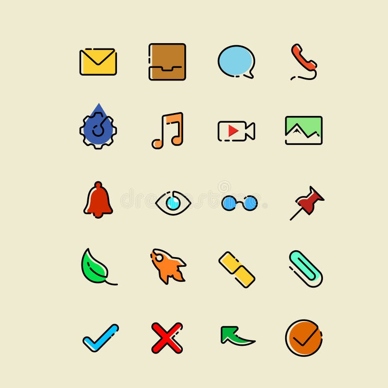 Colored Single line icons stock illustration. Illustration of equipment ...