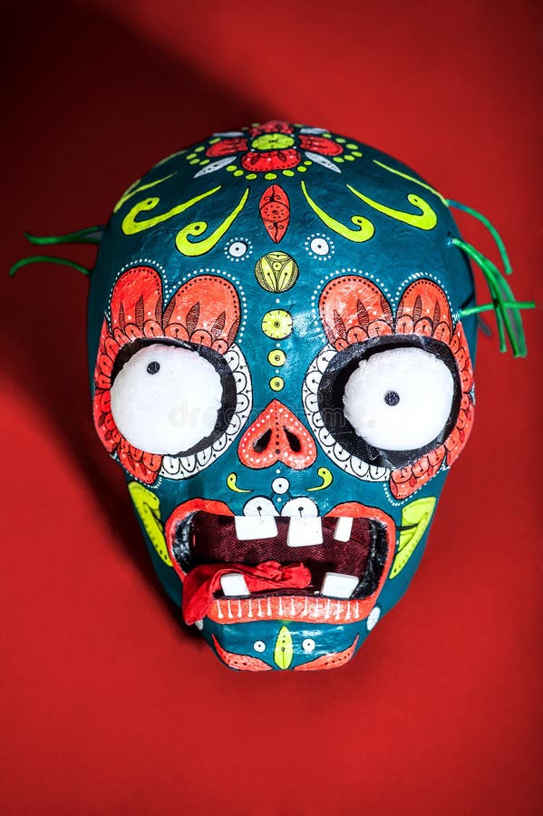 Colored Skeleton Mask on a Red Background Stock Image - Image of crazy ...