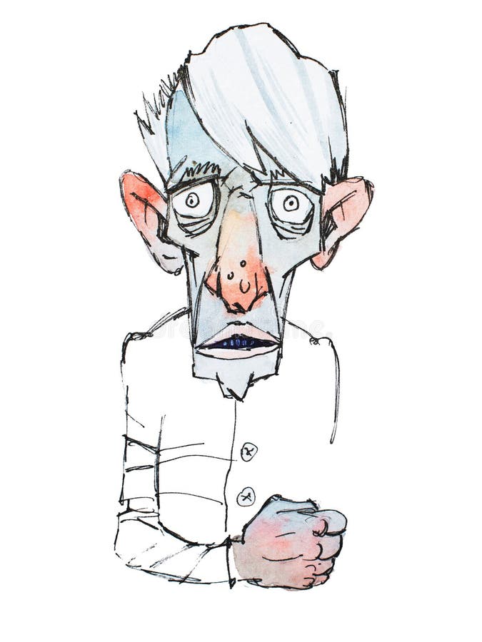 Colored Sketch of Skinny Scary Old Man Stock Illustration ...