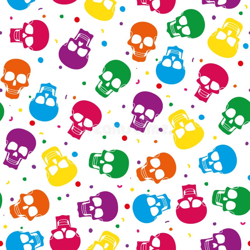 Colored skul pattern stock vector. Illustration of skulls - 78198365