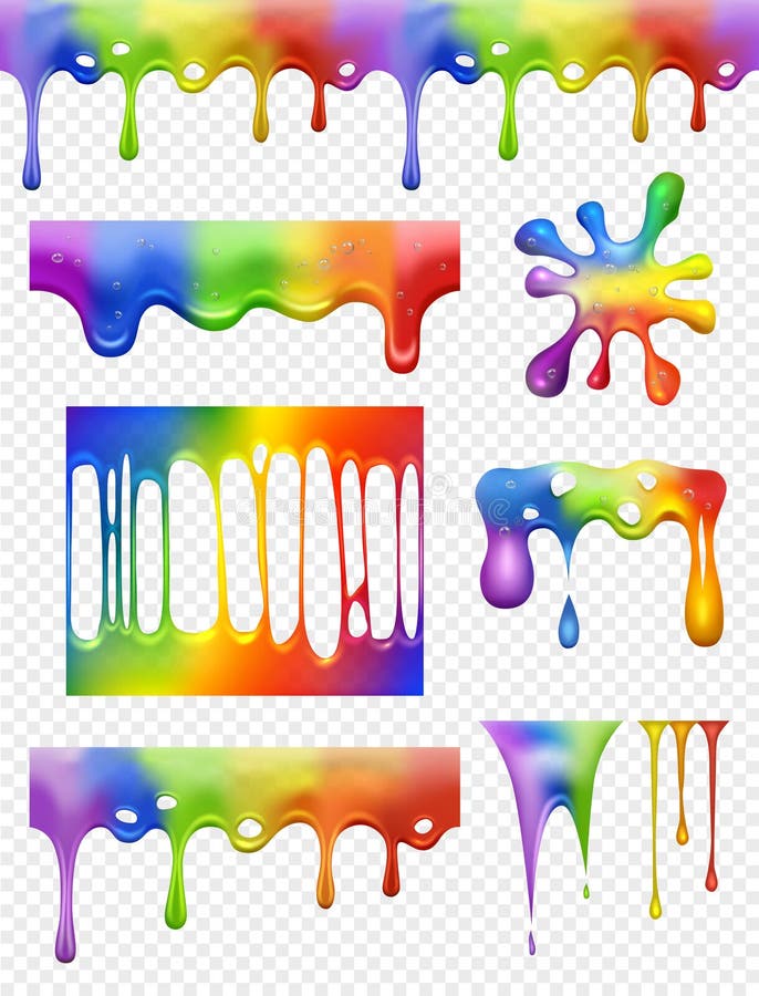 Colored Slime. Realistic Liquid Multicolored Slime Splashes Decent ...