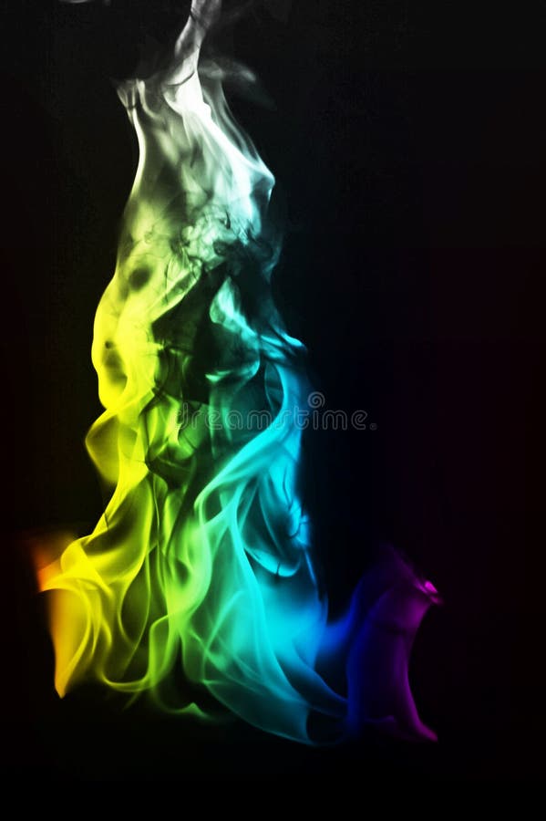 Multi Color Fire Flame Abstract on Black Background. a Mystic Colorful ...