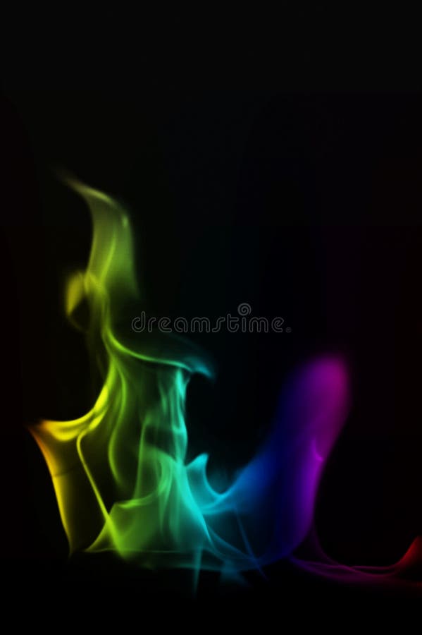 Multi Color Fire Flame Abstract on Black Background. a Mystic Colorful ...