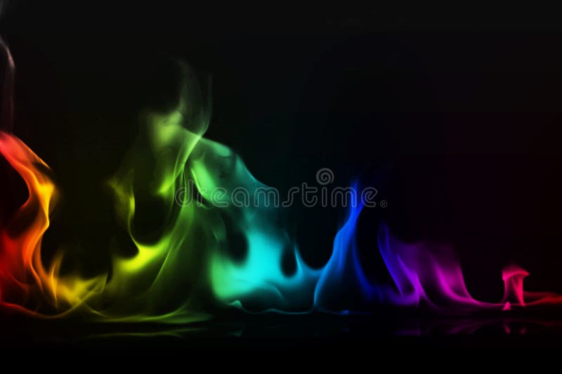 Multi Color Fire Flame Abstract on Black Background. a Mystic Colorful ...