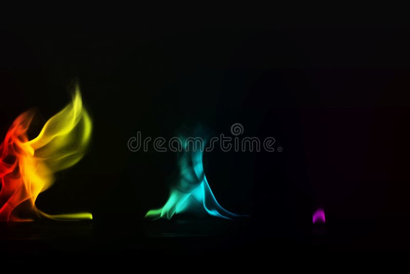 Multi Color Fire Flame Abstract on Black Background. a Mystic Colorful ...