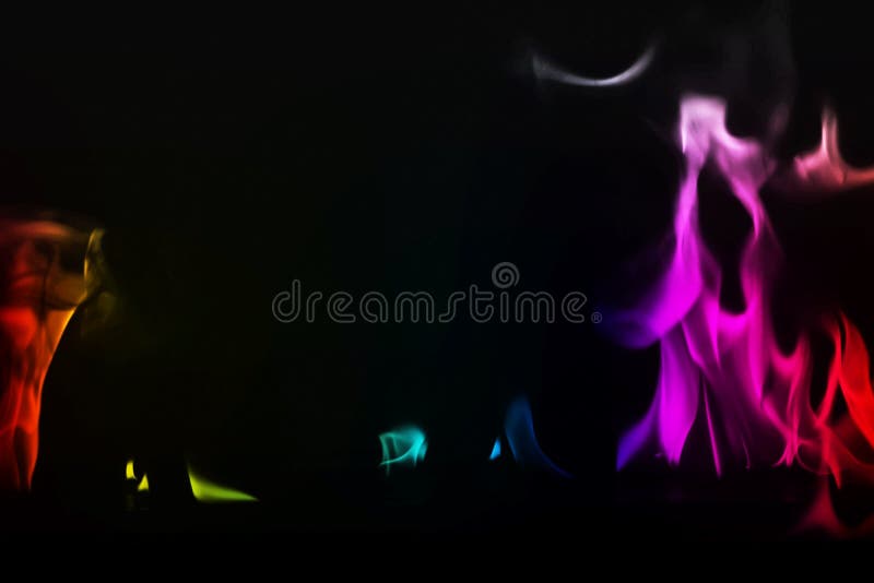 Multi Color Fire Flame Abstract on Black Background. a Mystic Colorful ...