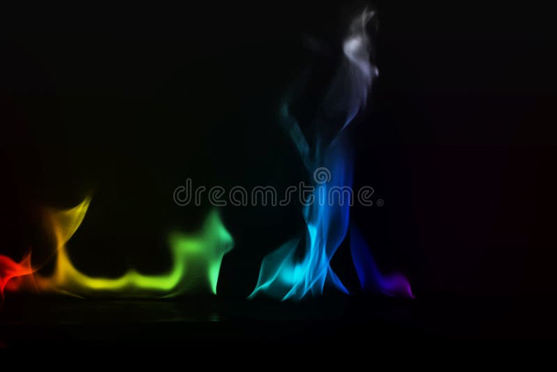 Multi Color Fire Flame Abstract on Black Background. a Mystic Colorful ...