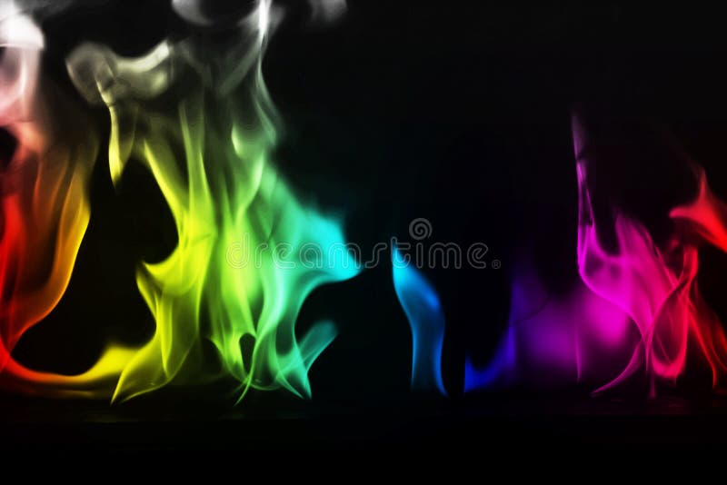 Multi Color Fire Flame Abstract on Black Background. a Mystic Colorful ...