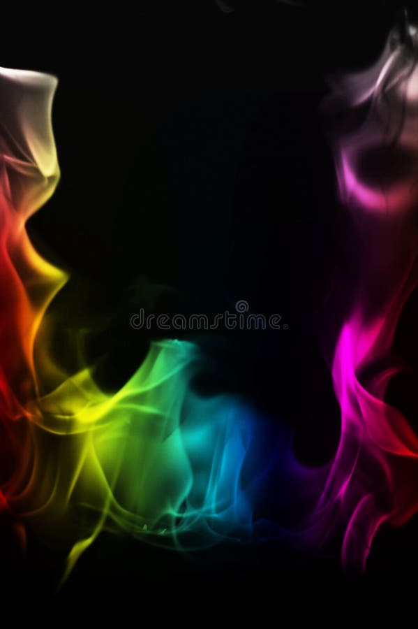 Multi Color Fire Flame Abstract on Black Background. a Mystic Colorful ...