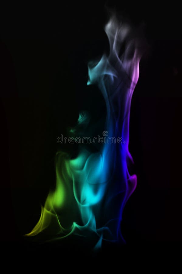 Multi Color Fire Flame Abstract on Black Background. a Mystic Colorful ...