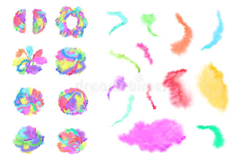 Abstract Multicolor Smokes Elements for Design. Smoke Isolated on White ...