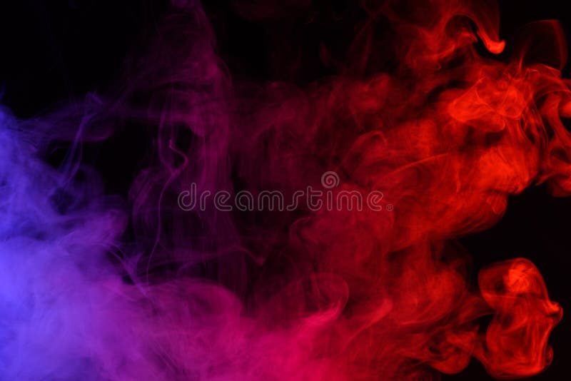 Colored Smoke Clouds Flowing Dark Background Stock Image - Image of ...