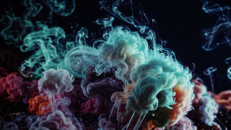 Colored Smoke Textures Create an Abstract, Vibrant Scene Against a Dark ...