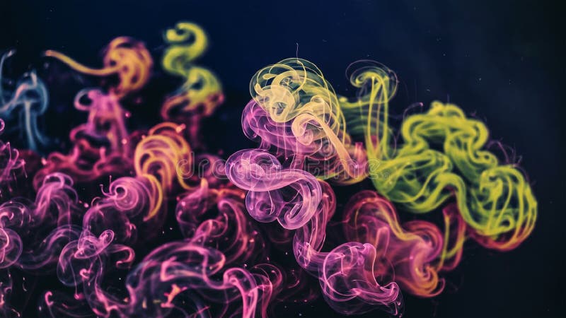 Colored Smoke Textures Create an Abstract, Vibrant Scene Against a Dark ...