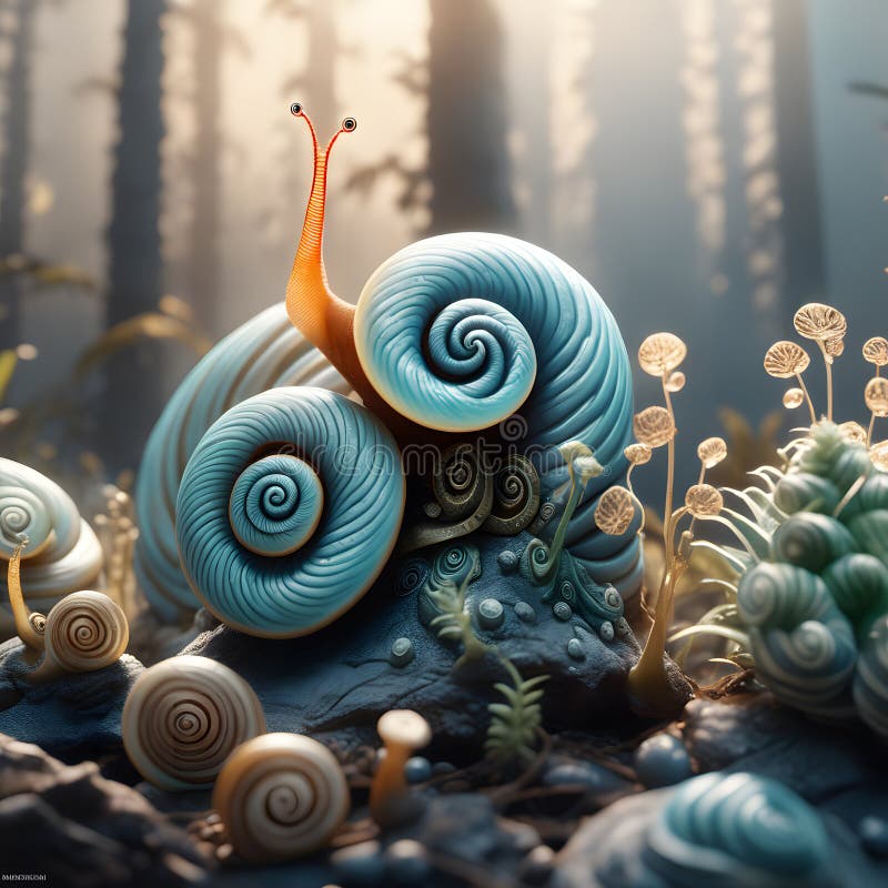 Colored Snails, AI-Generatet Stock Illustration - Illustration of slime, generatet: 295844737