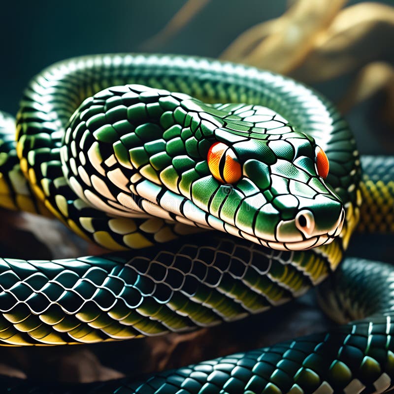 Colored Snakes, AI-Generatet Stock Illustration - Illustration of ...