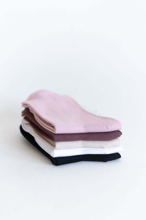 Colored Socks in a Stack. Close-up on a White Background Stock Image ...