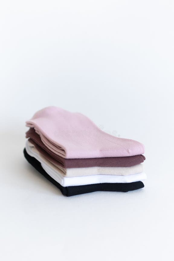 Colored Socks in a Stack. Close-up on a White Background Stock Image ...