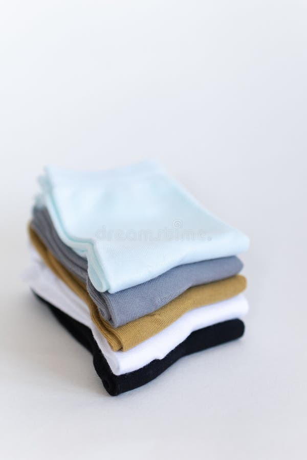Colored Socks in a Stack. Close-up on a White Background Stock Image ...