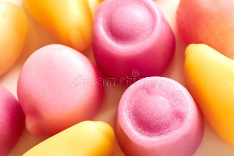 Colored Soft Candy on a White Plate Stock Photo - Image of banana ...